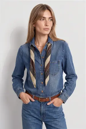 The Shirt By Rochelle Behrens The Rodeo Shirt - Medium Denim