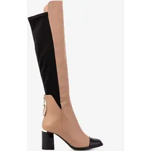 VINCI LEATHER SHOES The Verona Leather Knee High Boot - Beige
