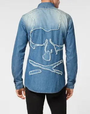 Philipp Plein Denim Shirt Long-sleeve Skull&amp;bones