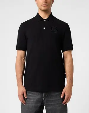 Philipp Plein Polo T-shirt Embroidery Hexagon - Black
