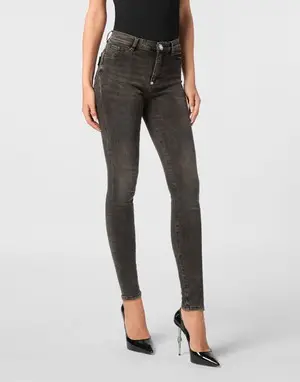 Philipp Plein Denim High Waist Jegging Logo - Rushgrey