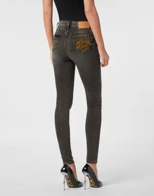 Philipp Plein Denim High Waist Jegging Logo - Rushgrey