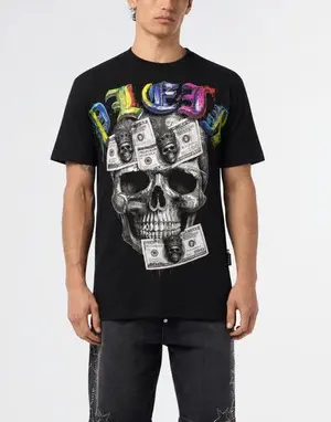 Philipp Plein Round Neck T-shirt Front Skull Dollar - Black