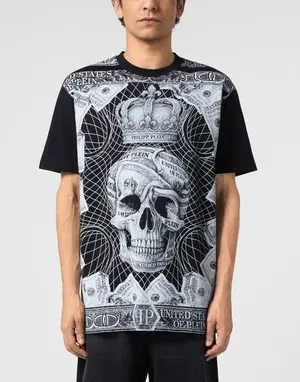 Philipp Plein Round Neck T-shirt Dollar Skull - Black