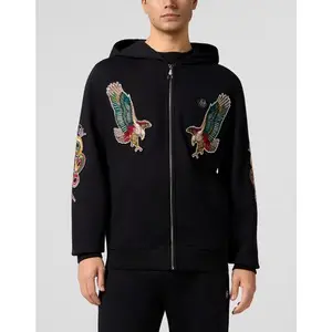 Philipp Plein Zip Hoodie Tattoo Patches - Black
