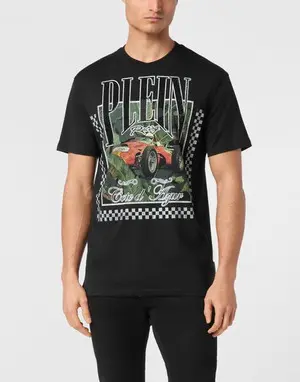 Philipp Plein T-shirt Round Neck Ss Racing - Black