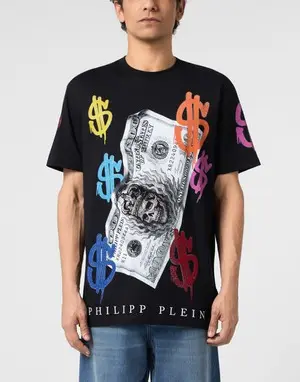 Philipp Plein Round Neck T-shirt Dollar Logo - Black