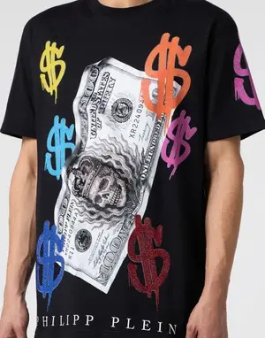 Philipp Plein Round Neck T-shirt Dollar Logo - Black