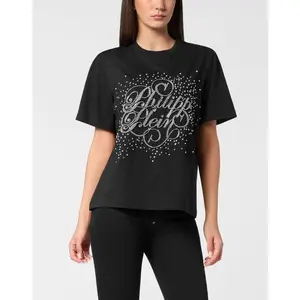 Philipp Plein T-shirt Fit Crystal Strass - Black