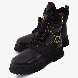 VINCI LEATHER SHOES The Boston Leather Lace-up Ankle Boot With A Side Zipper