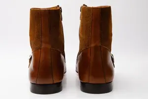 VINCI LEATHER SHOES Preston Leather & Suede Double Monk Strap Ankle Boot