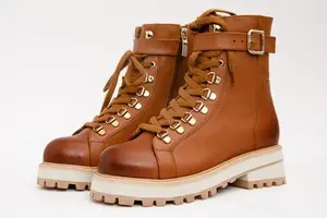 VINCI LEATHER SHOES The Belgrano Leather Lace-up Ankle Boot With A Side Zipper