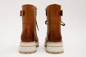 VINCI LEATHER SHOES The Belgrano Leather Lace-up Ankle Boot With A Side Zipper