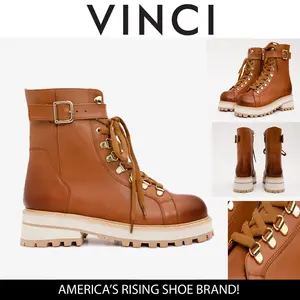 VINCI LEATHER SHOES The Belgrano Leather Lace-up Ankle Boot With A Side Zipper