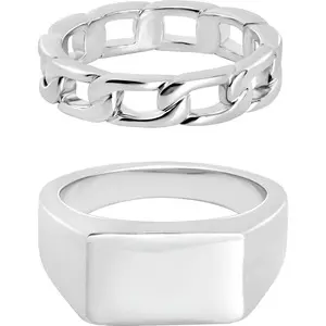 Lucky Brand Tone Ring Set Of 2 - Silver