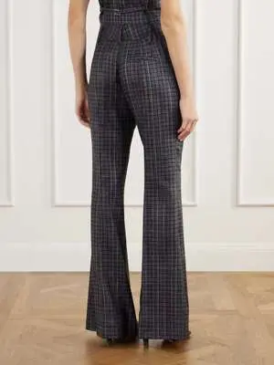 Gabriela Hearst Rhein Houndstooth Wool And Silk-blend Twill Flared Pants