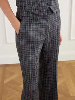 Gabriela Hearst Rhein Houndstooth Wool And Silk-blend Twill Flared Pants