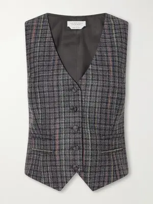 Gabriela Hearst Coleridge Houndstooth Wool And Silk-blend Twill Vest - Gray