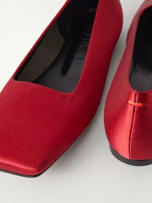 AeydĒ Satin Ballet Flats - Red
