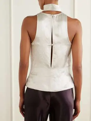 Maria Mcmanus Scarf-detailed Satin Top - Ivory