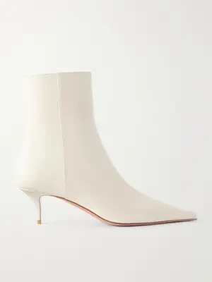 Amina Muaddi Barbara Bootie 55 Leather Ankle Boots - Neutrals