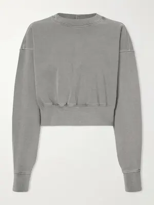SLVRLAKE Cropped Cotton-jersey Sweatshirt Gray