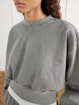 SLVRLAKE Cropped Cotton-jersey Sweatshirt - Gray