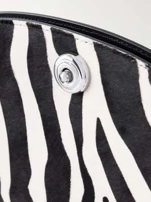 LIFFNER Minimal Pushlock Zebra-print Calf-hair Clutch