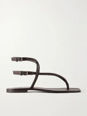 Brunello Cucinelli Leather Thong Sandals - Brown