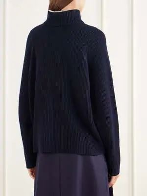 Gabriela Hearst Tipped Wigman Ribbed Cashmere Turtleneck Sweater
