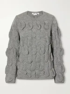 Comme Des Garçons Cable-knit Wool Sweater - Gray