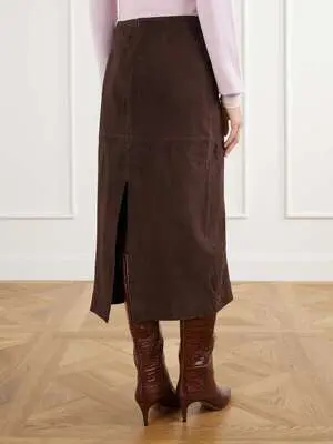LA LIGNE Vega Paneled Suede Midi Skirt