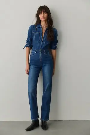 Free People We The Free Outlaw Denim Jumpsuit - Skyscraper