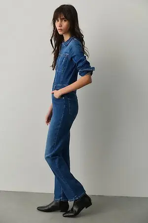 Free People We The Free Outlaw Denim Jumpsuit