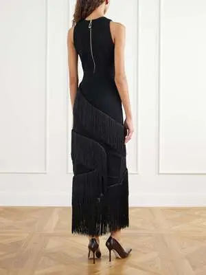 Aje Align Fringe-trimmed Knitted Maxi Dress