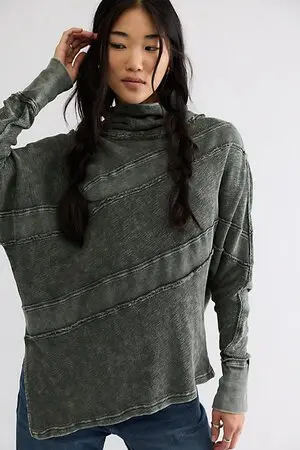 Free People We The Free After Hours Turtleneck Pullover Deep Forest