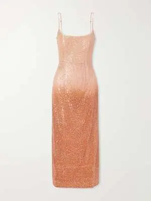 Aje Vionara Sequined Chiffon Midi Dress - Copper