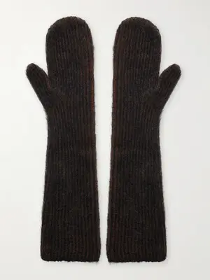 Brunello Cucinelli Ribbed Mohair-blend Gloves - Brown