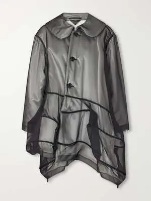 Comme Des Garçons Layered Georgette And Padded-satin Coat - Black