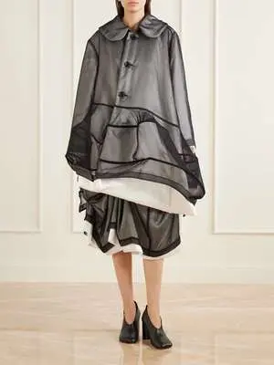 Comme Des Garçons Layered Georgette And Padded-satin Coat