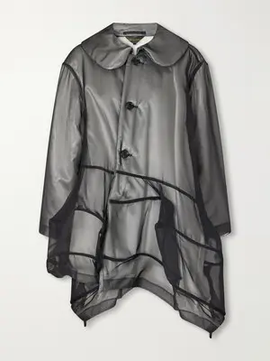 Comme Des Garçons Layered Georgette And Padded-satin Coat - Black