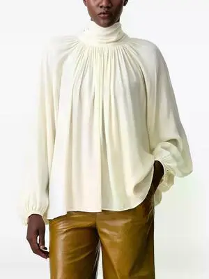 Sisley Bow-detail Pleated Blouse - Neutrals