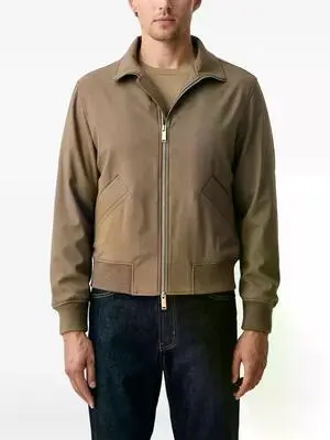 Sisley Ribbed-trim Zip-up Jacket - Brown