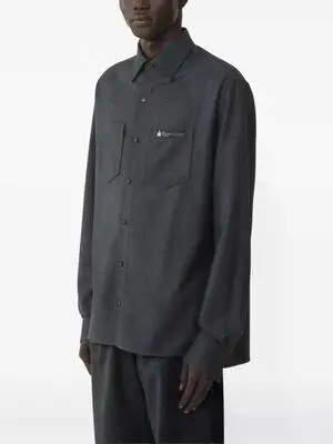 LANVIN Straight-cut Overshirt In Wool Flannel - Grey