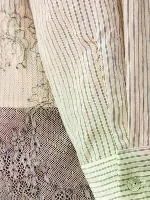 Sisley Lace-trim Pinstripe Shirt