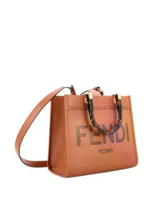 Fendi Sunshine Shopper Leather Small Tote Bag - Brown