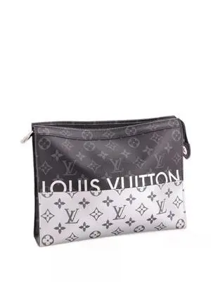 LOUIS VUITTON Pochette Voyage Monogram Eclipse Split Canvas Mm Clutch Bag