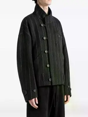 ZIGGY CHEN Pinstripe-pattern High-neck Jacket