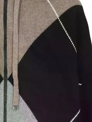 KANGRA Argyle-knit Hooded Hoodie