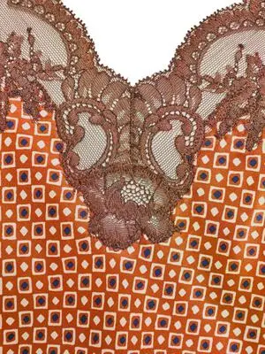 Rabanne Silk Tank Top With Lace Detailing - Orange